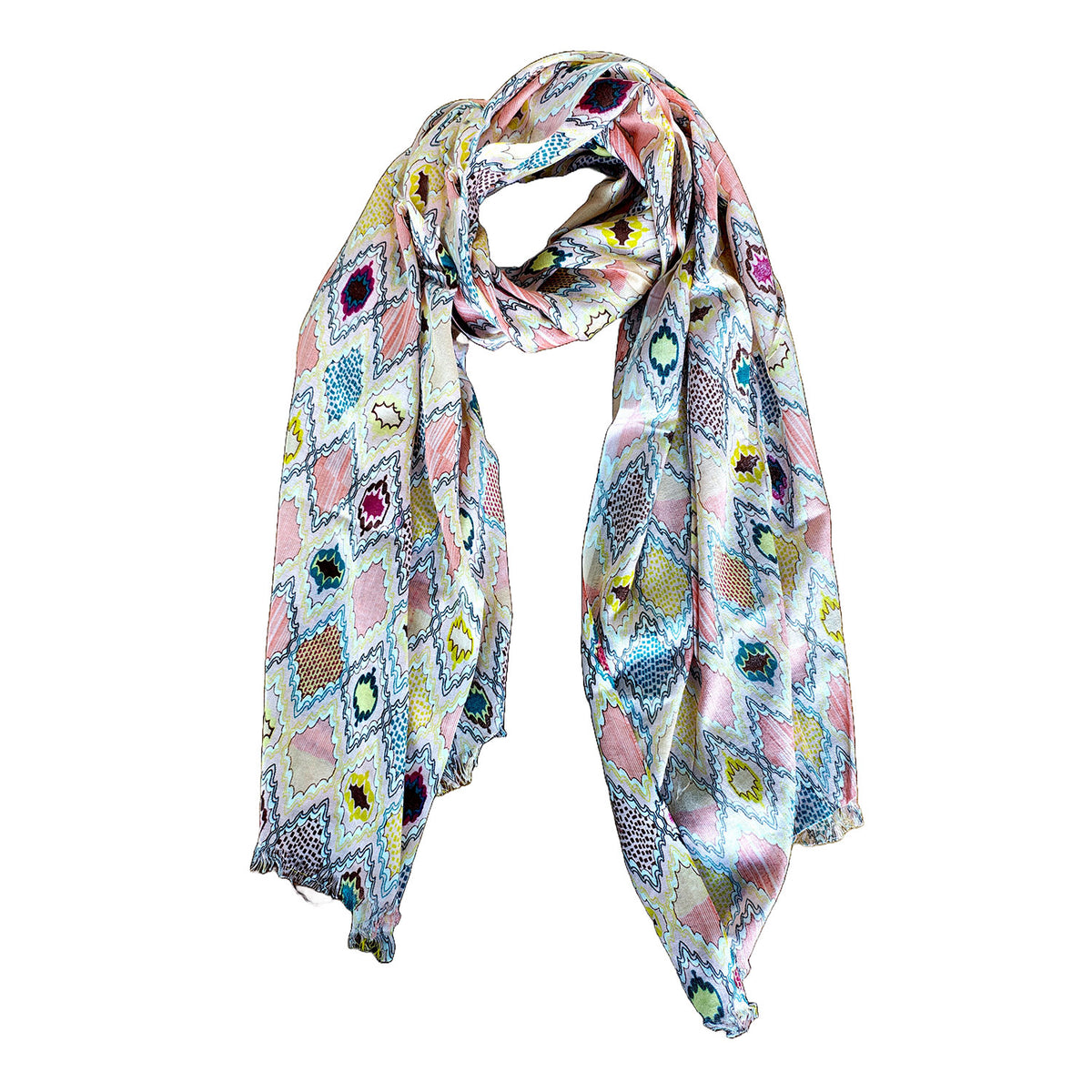 India Scarves Women's Viscose Geoi Design Blue,Purple,yellow and green ...