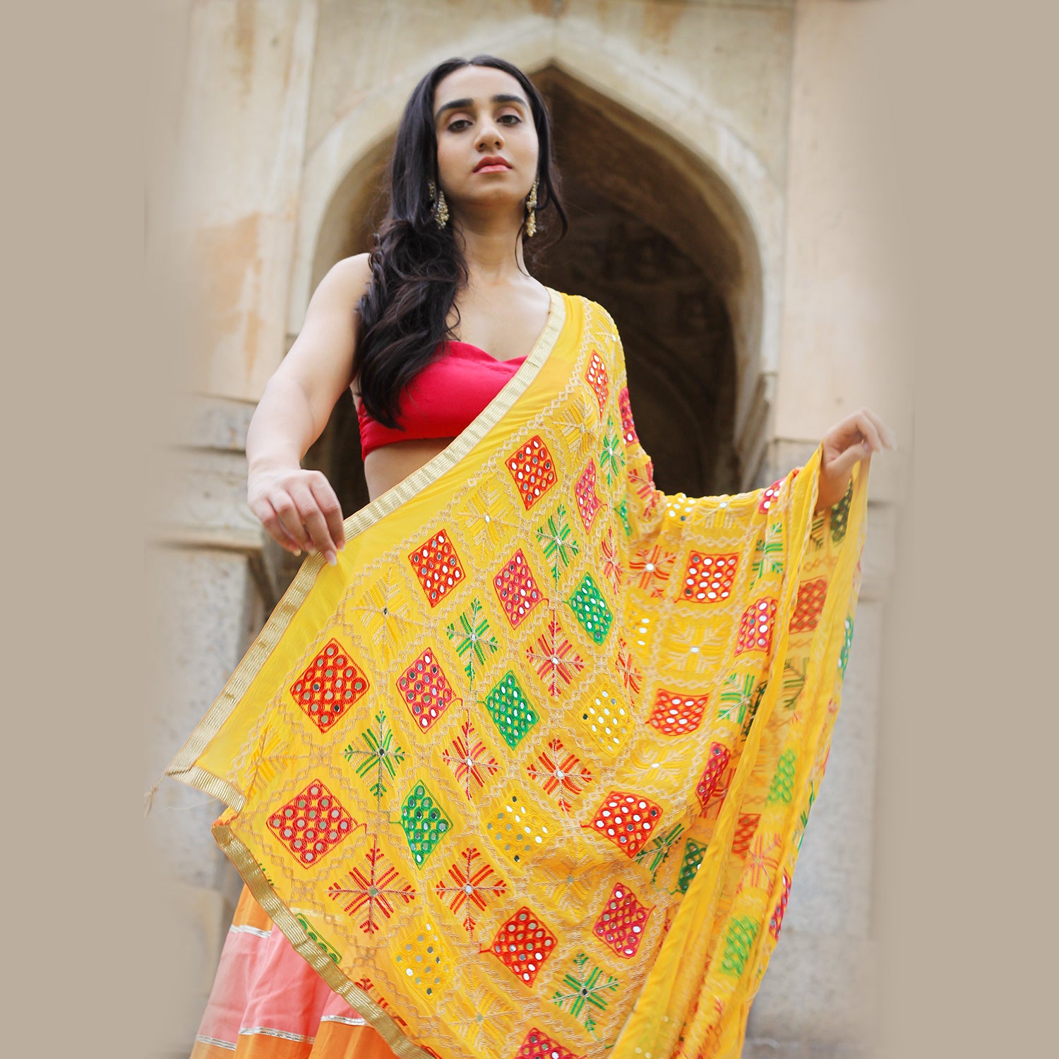 Kutch Embroidery Desigen Ludo Style Function Dupatta Size W 110 Cm X L ...